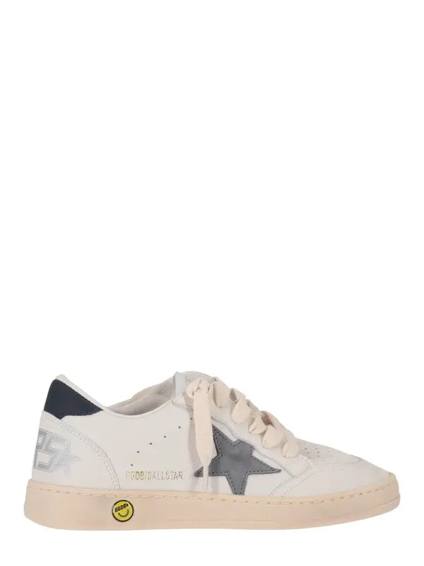 GOLDEN GOOSE Ballstar Nappa And Nabuk Leather Sneakers - White/light Blue/blue