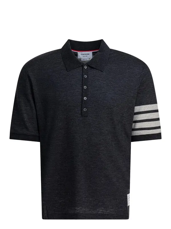 Thom Browne 4 Bar' Wool Polo Shirt - Grey