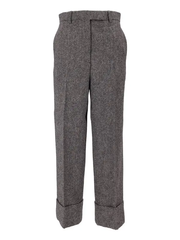 Thom Browne High Waisted Wide Leg Donegal Tweed Trousers - Blk/wht