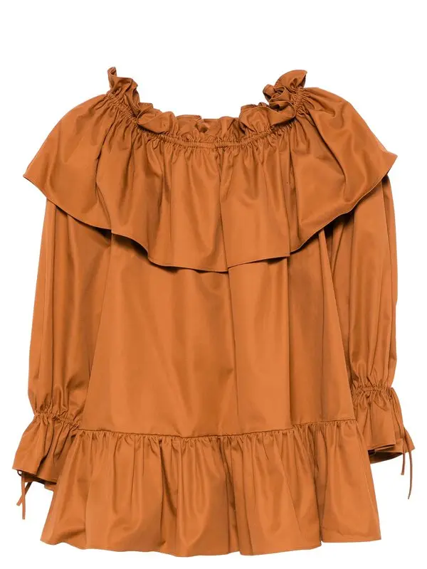 Saint Laurent Ruffled Mini Dress - Caramel