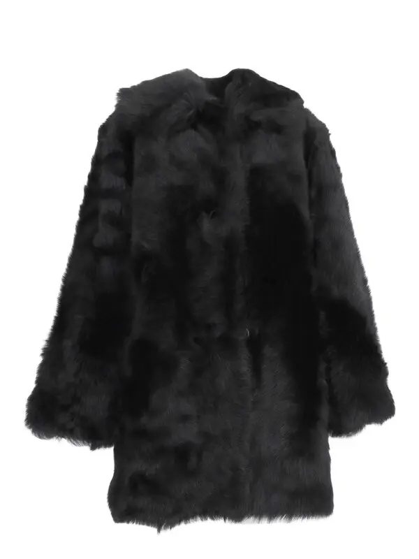 LA ROSE Montone Pelo Lungo Fur Coat - Nero