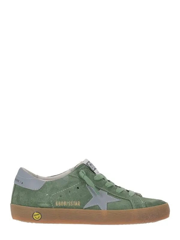 GOLDEN GOOSE Super Star Suede Upper With Leather Star And Heel - Green/light Blue