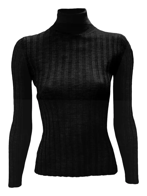 LA ROSE High Neck Cashmere-silk Top - Nero