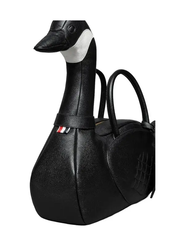 Thom Browne Goose Bag In Pebble Grain Leather - Black