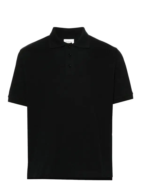 Saint Laurent Cassandre Embroidered Piqué Polo Shirt - Nero