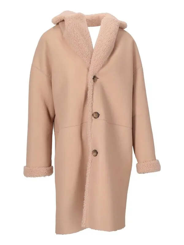 LA ROSE Short Shearling Coat - Panna