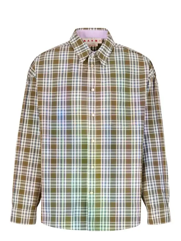 Marni Checked-pattern Long-sleeve Shirt - Green