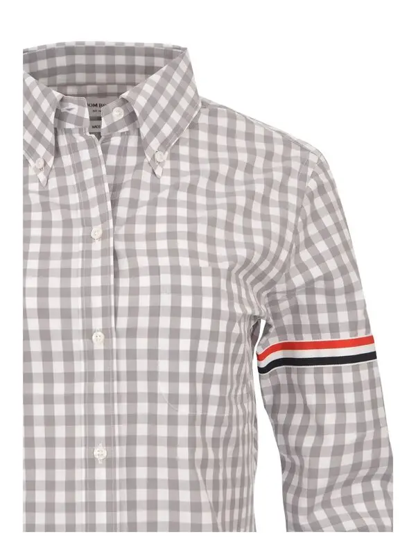 Thom Browne Classic Long Sleeve Gingham Check Shirt - Med Grey
