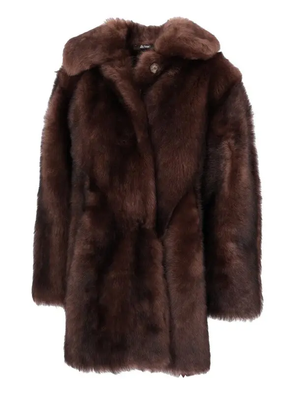 LA ROSE Fur Overcoat - Testa Di Moro