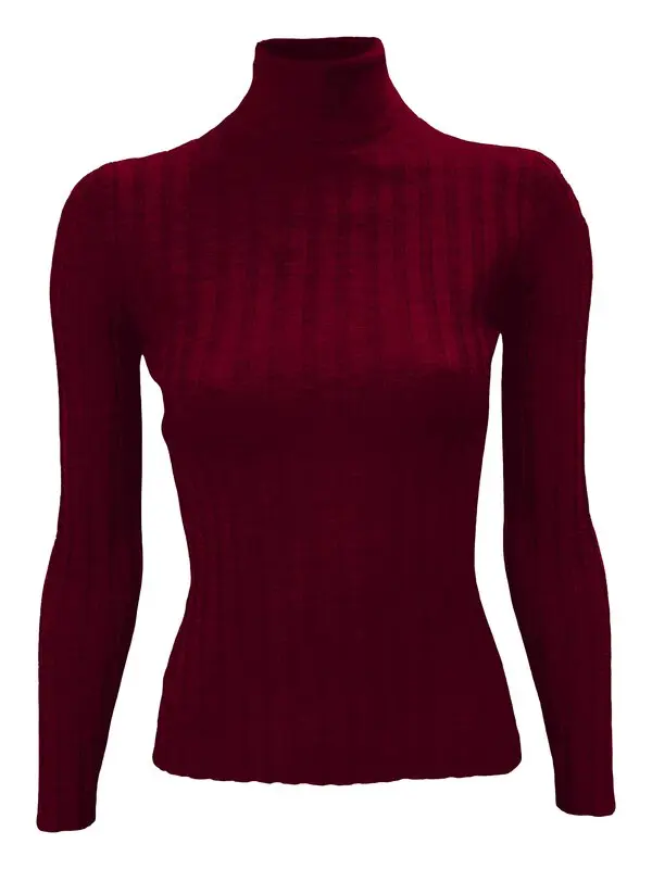 LA ROSE High Neck Cashmere-silk Knit Top - Bordeaux
