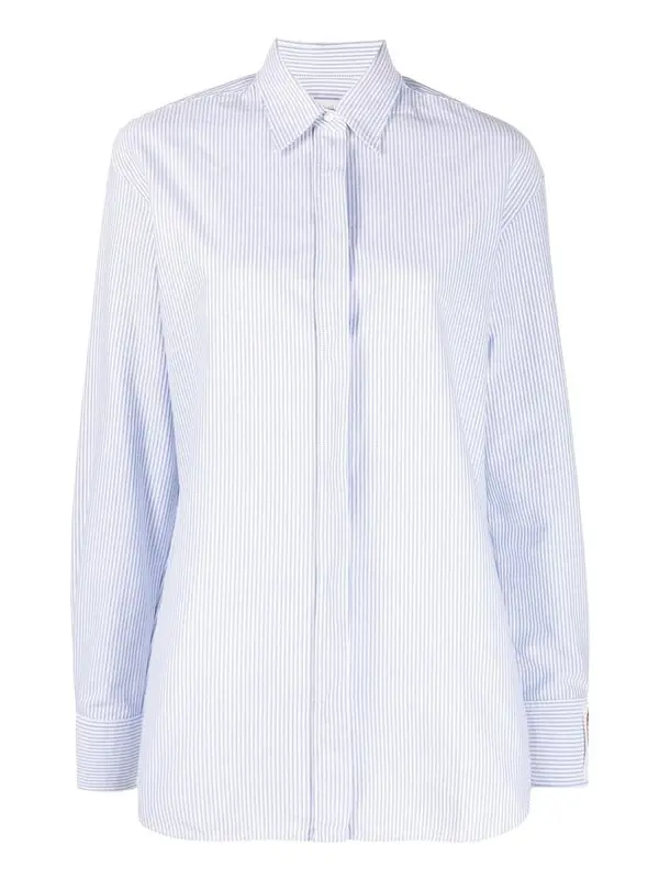 GOLDEN GOOSE Striped Oxford Cotton Boyfriend Shirt - White - Infinity