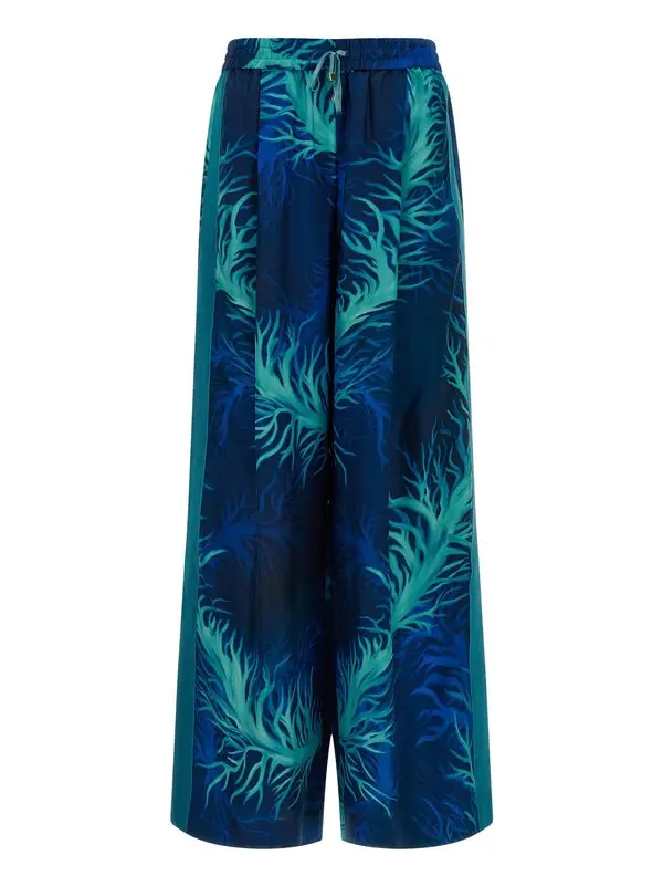 F.R.S FOR RESTLESS SLEEPERS Asteria Printed Silk Twill Pants - Blue