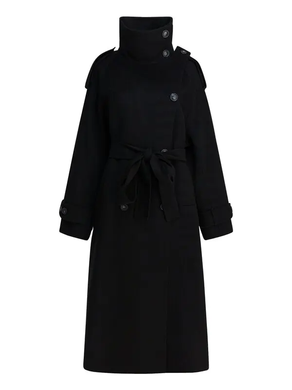 Max Mara Virgin Wool Long Coat - Black