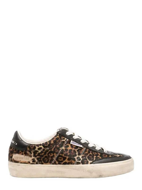 GOLDEN GOOSE Soul Star Leopard Print Sneakers - Beige Brown Black Leo/black