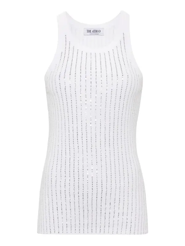 Attico Rhinestone-embellished Tank Top - White/crystal