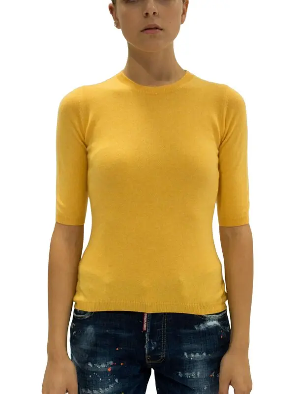 LA ROSE 3/4 Sleeve Cashmere Top - Ocra