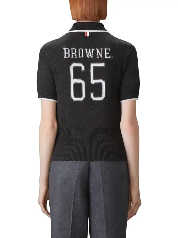 Thom Browne Intarsia Cashmere Polo Shirt - Dark Grey