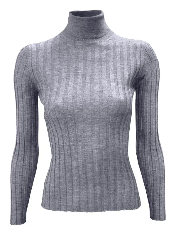 LA ROSE High Neck Cashmere And Silk Top - Grigio