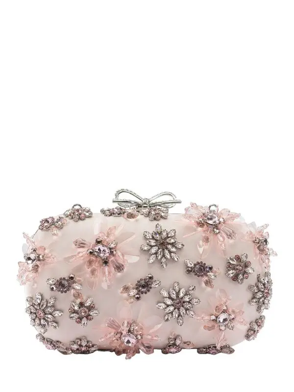 SELF-PORTRAIT Satin Floral Clutch Bag - Pink