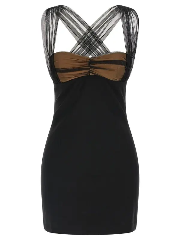 NENSI DOJAKA Draped Padded Cup Mini Dress - Black