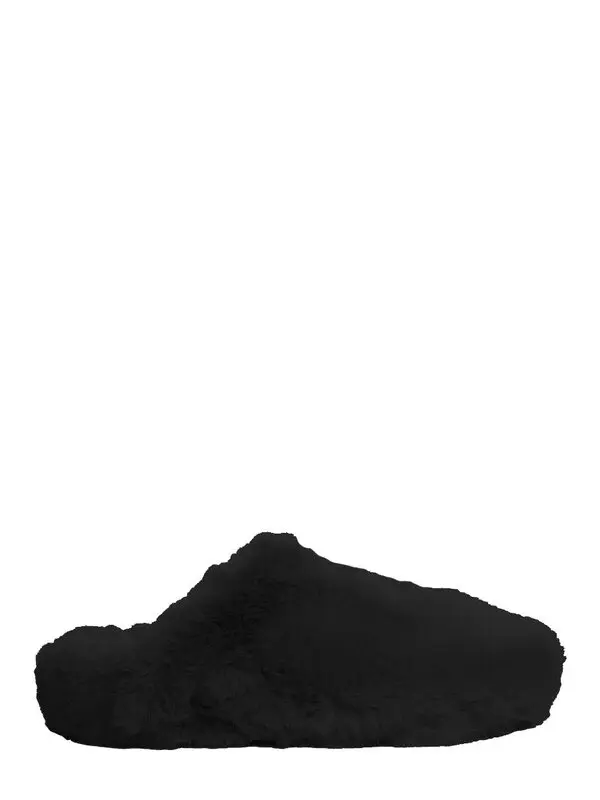 LA ROSE Furry Indoor Slippers - Black