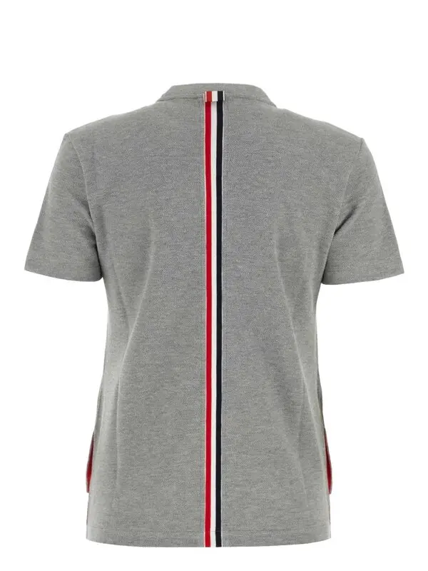 Thom Browne Relaxed Fit Short Sleeve Tee With Rwb Stripe - Lt Grey