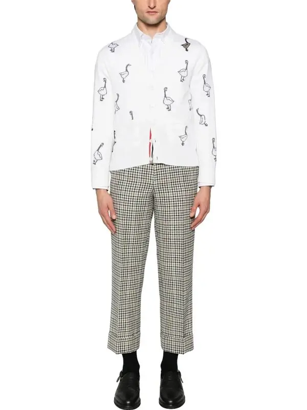 Thom Browne Straight Fit Bd L S Shirt W/ Pencil Stitch Geese Bar In Pinstripe Oxford - Med Grey