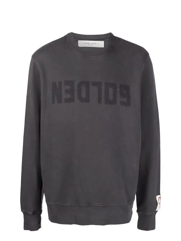 Golden Goose Regular-fit Cotton Jersey Sweatshirt With Logo - Anthracite