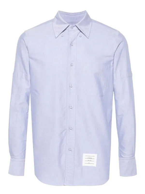 Thom Browne Armband Embellished Cotton Shirt - Light Blue