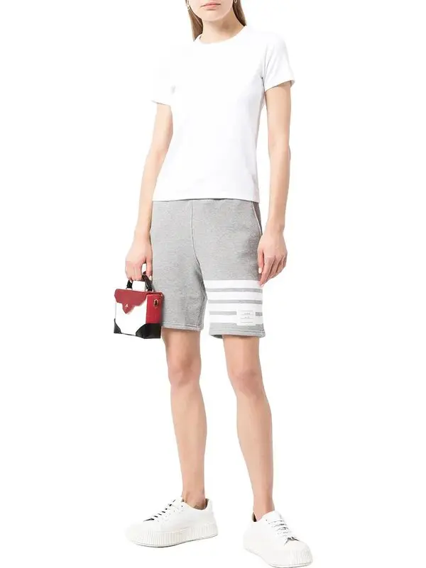 Thom Browne Mid-thigh Shorts With 4-bar Stripe - Lt Grey