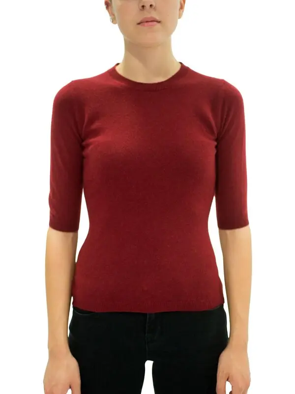 LA ROSE Cashmere 3/4 Sleeve Top - Bordeaux