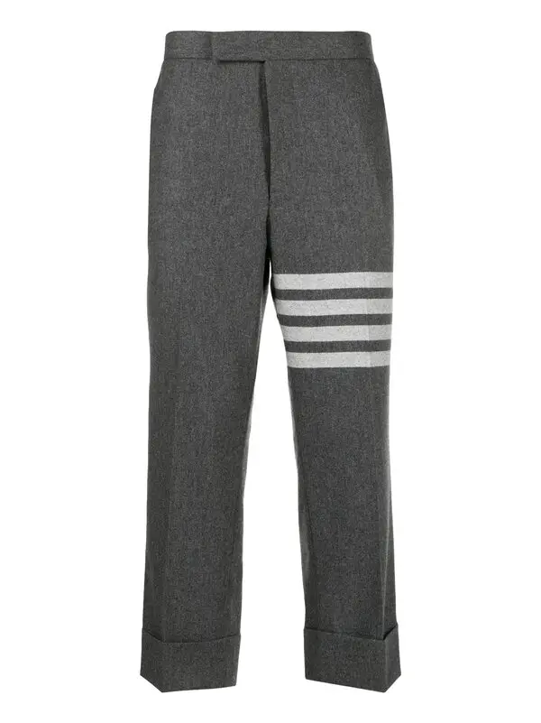 Thom Browne Low Rise Flannel Trousers - Med Grey