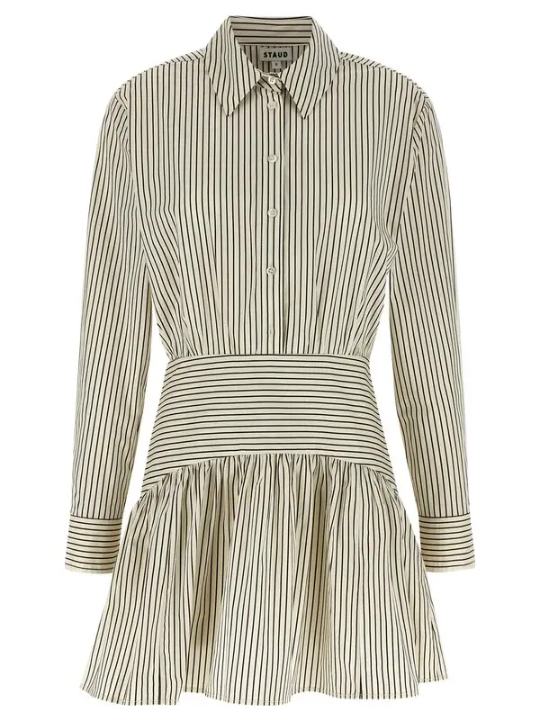 Staud Rocco Striped Mini Dress - White