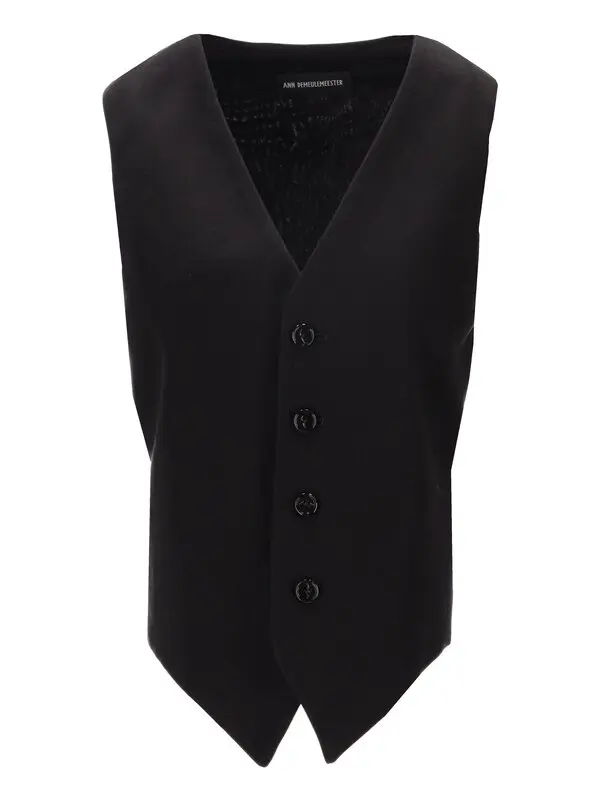 ANN DEMEULEMEESTER Stanse Classic Gabardine Cotton Waistcoat - Black