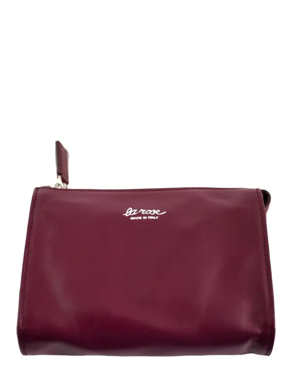 LA ROSE Minimal Leather Makeup Bag - Vino