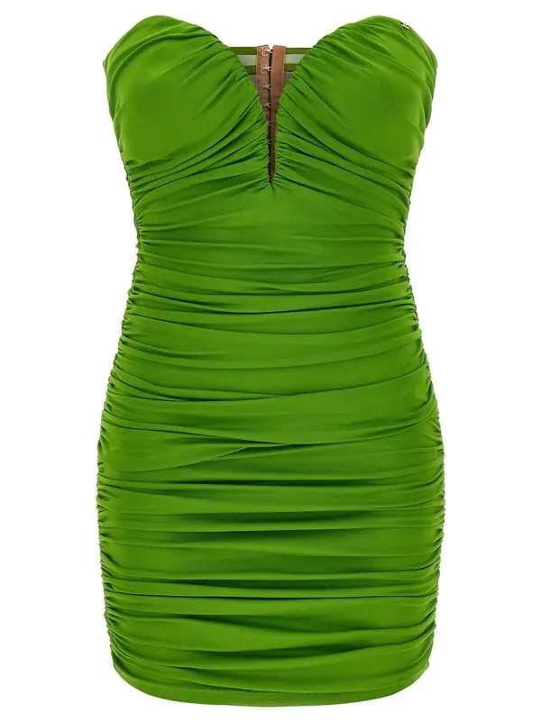 Elisabetta Franchi Heart-shaped Neckline Mini Dress - Green
