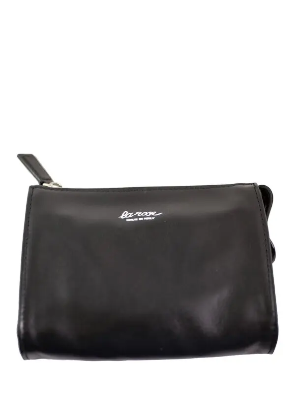 LA ROSE Minimal Leather Makeup Bag - Nero