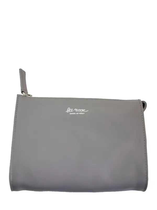LA ROSE Minimal Leather Makeup Bag - Grigio