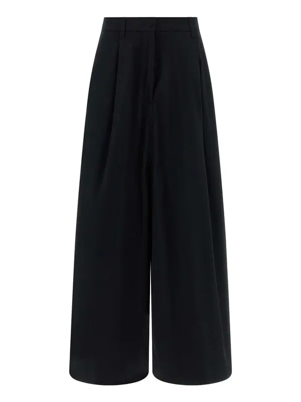 THELATEST Cotton Gabardine Flared Skirt - Black