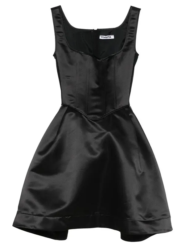Vivetta Duchess Satin Mini Bustier Dress - Black