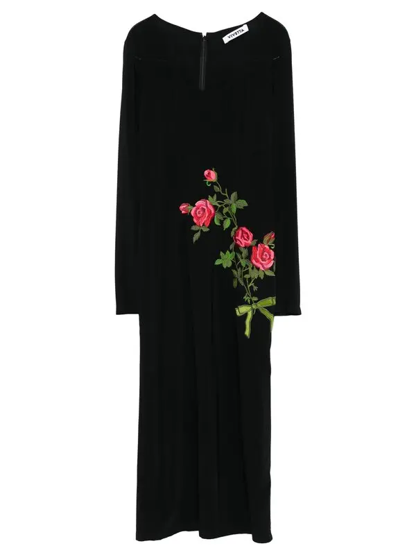Vivetta Floral Embroidered Midi Dress - Black
