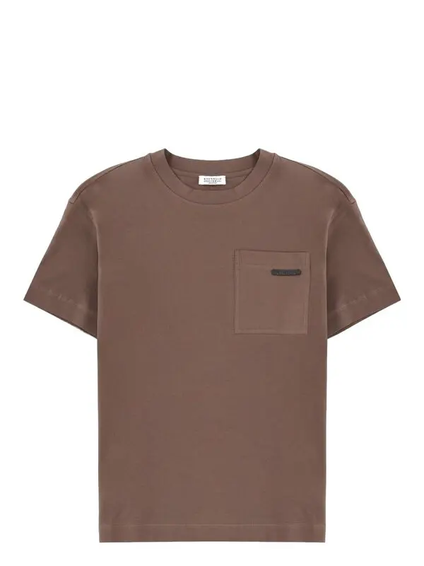Brunello Cucinelli T-shirt With Pocket - Brown