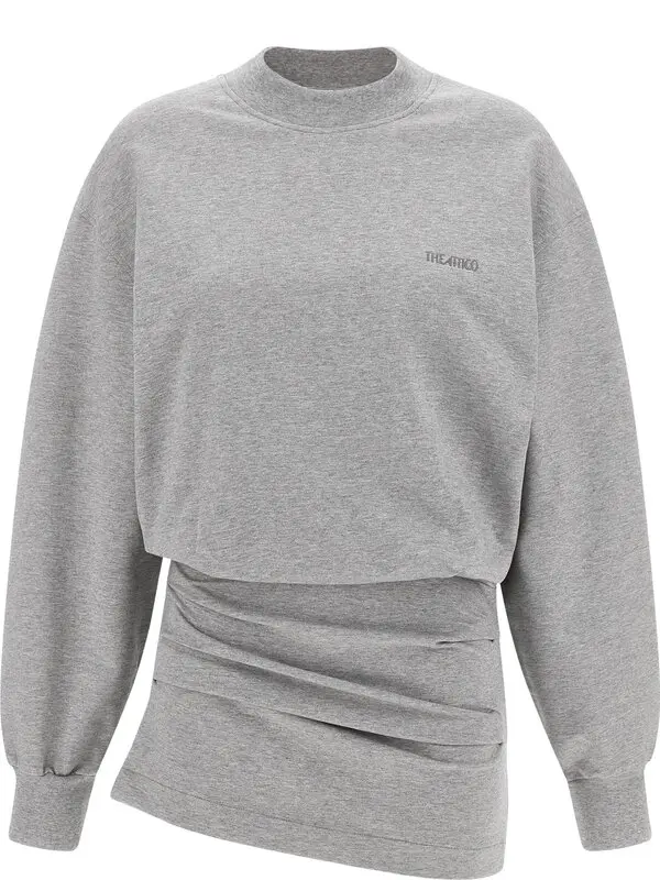 Attico Mélange Sweatshirt Mini Dress - Gray