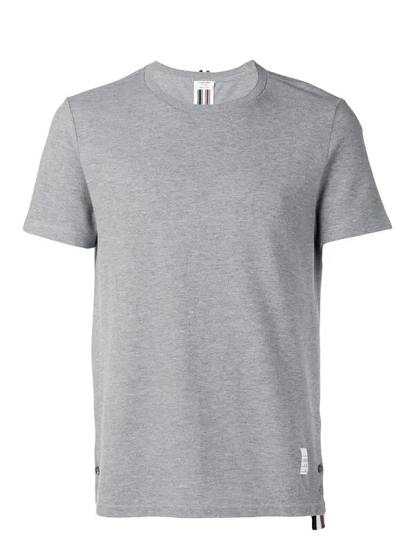Thom Browne Relaxed Fit Ss Tee W/ Center Back Rwb Stripe In Classic Pique - Lt Grey
