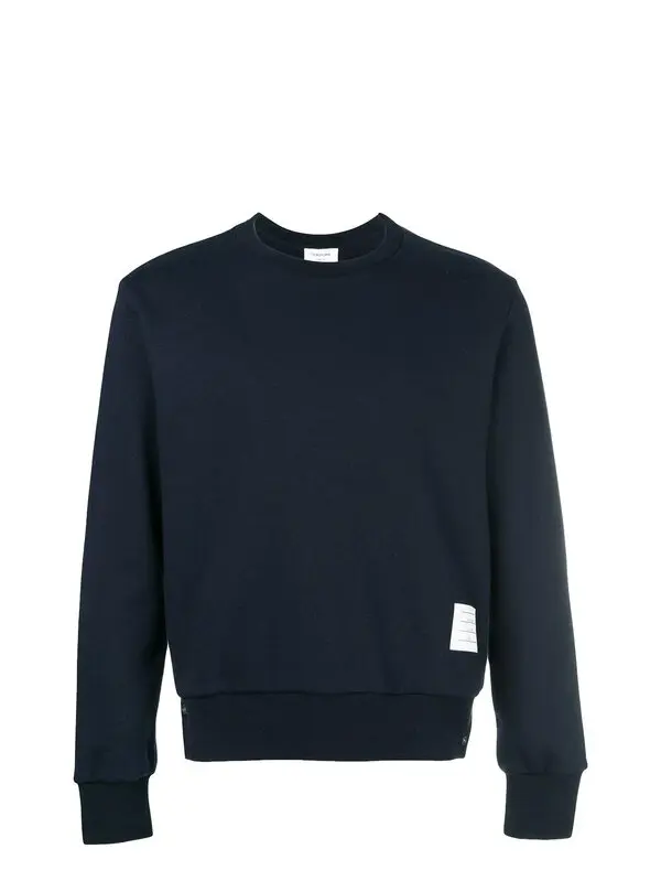 Thom Browne Crewneck Pullover With Stripe Detail - Navy