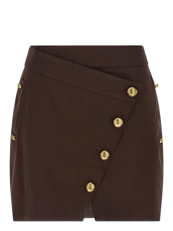 Elisabetta Franchi Jewel Button Mini Skirt - Brown