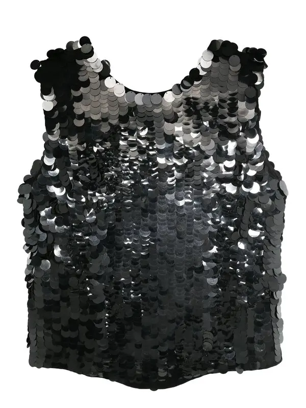 PAROSH Sequin-embellished Sleeveless Blouse - Nero