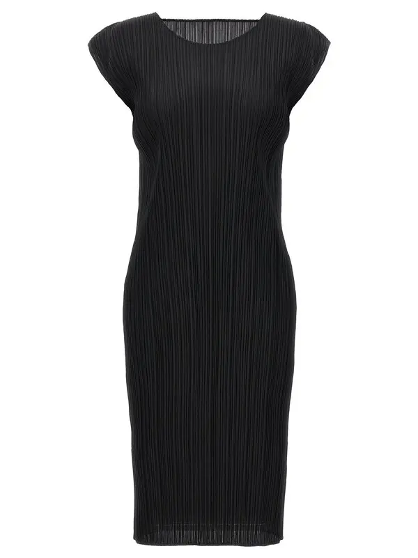 Issey Miyake Pleated Midi Dress - Black