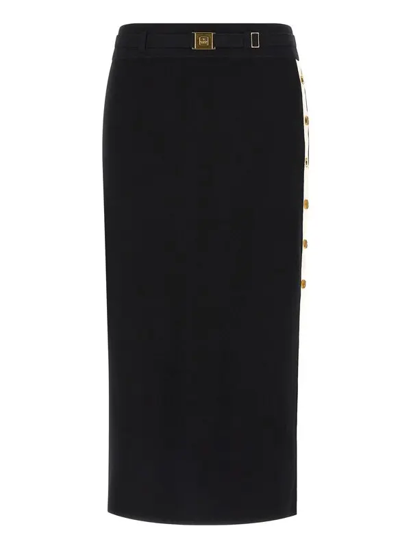 Elisabetta Franchi Midi Knit Skirt - Black