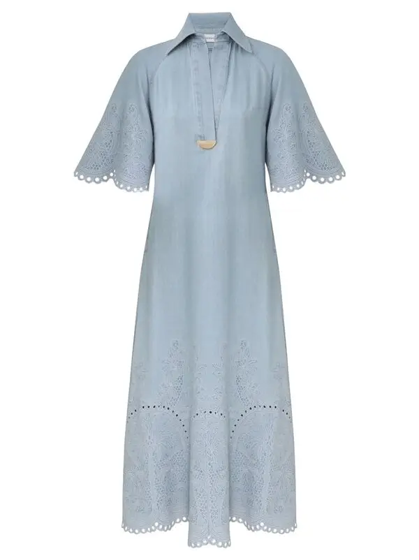 Zimmermann Daylight Denim Midi Dress - Baby Blue